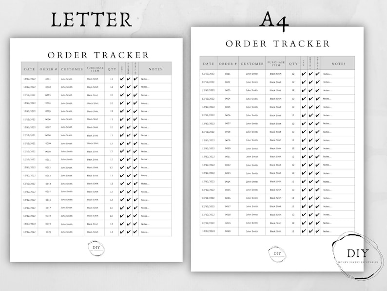 Editable Order Tracker-order-ordertracker-purchase Orders-sales Tracker ...