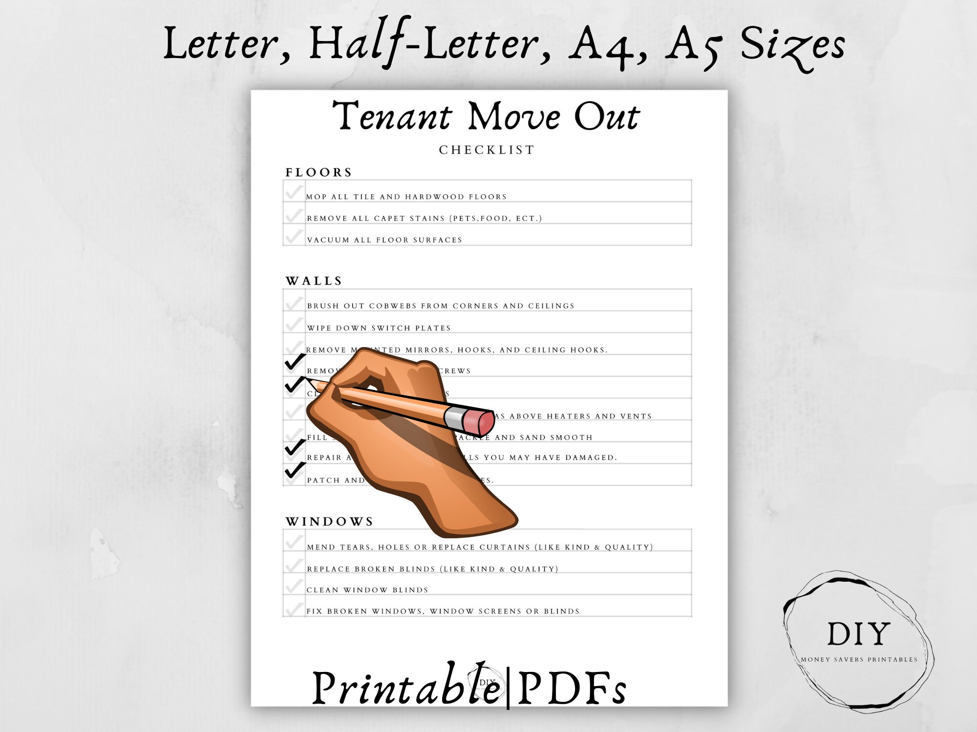 Move Out Checklist-move Out List-rental House-rental Checklist-rental ...