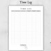 Printable [time Log]-work Log Sheet-work Log-work Log Sheet-time Sheet ...