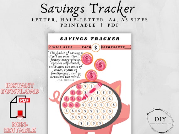 Savings Challenge-financial-savings-kids Savings Tracker-kids | Etsy