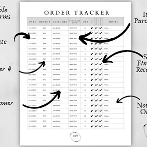 Editable Order Tracker-order-ordertracker-purchase Orders-sales Tracker ...