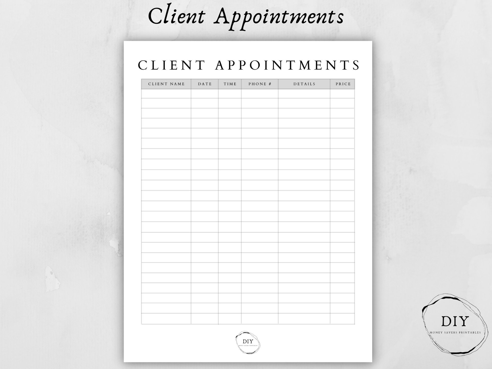 Appointment Planner-client Tracker-appointment Template-client ...