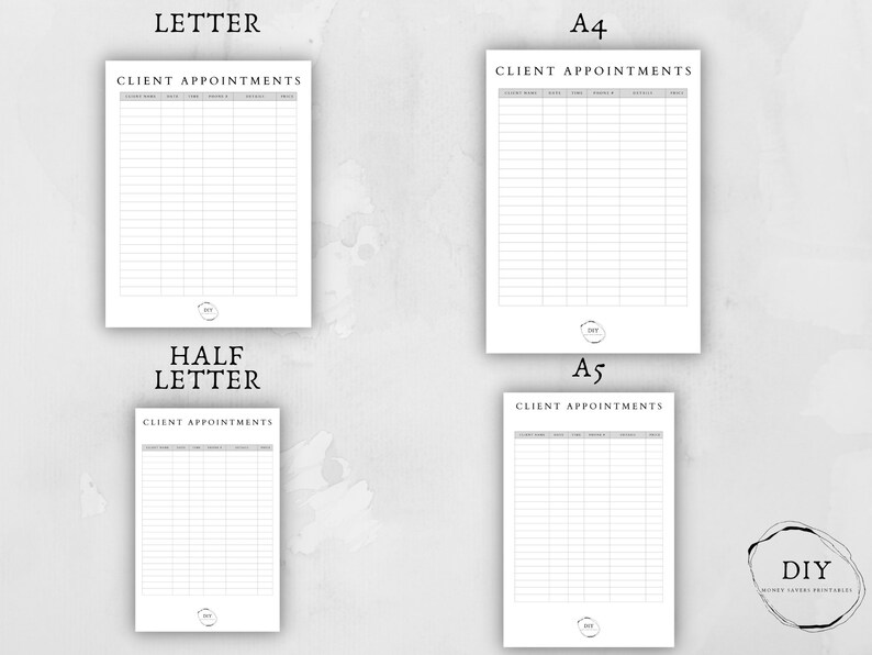 Appointment Planner-client Tracker-appointment Template-client ...