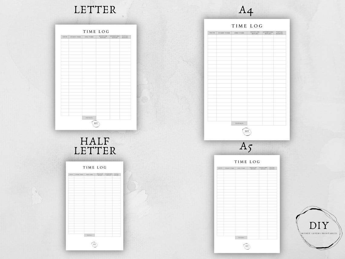 Printable [time Log]-work Log Sheet-work Log-work Log Sheet-time Sheet ...