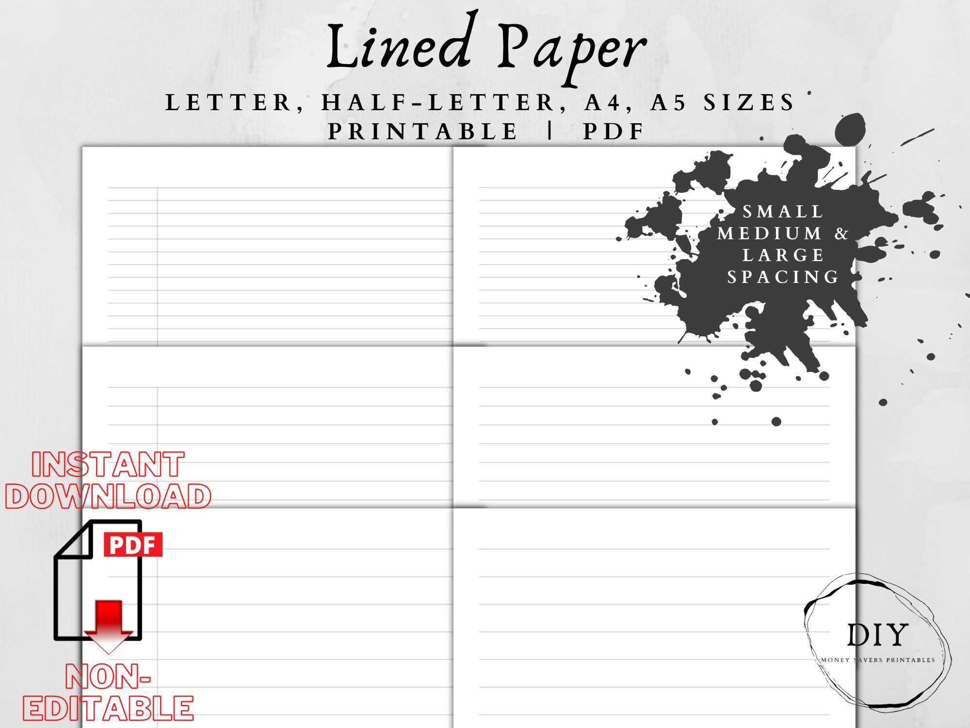 Bundle [lined Paper]-lined Paper Printable-lined Paper PDF-A5 Paper ...