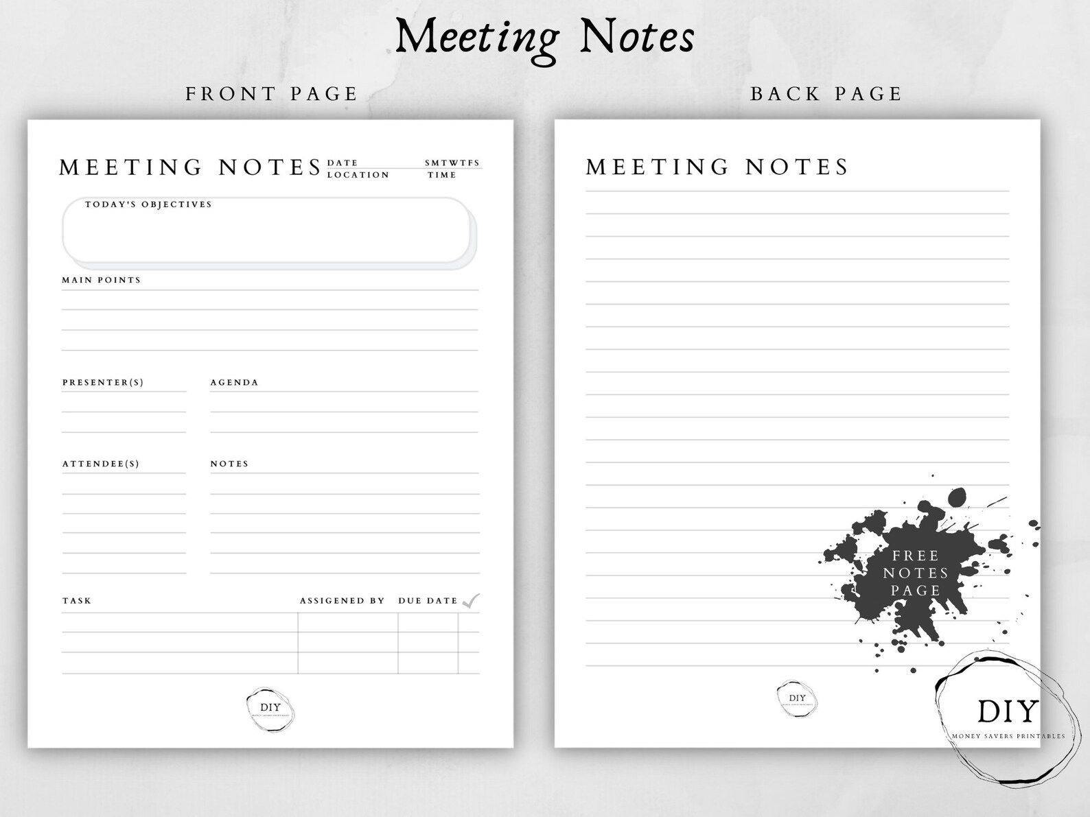 Meeting Notes-meeting Agenda-meeting Planner-meeting Template-notes ...