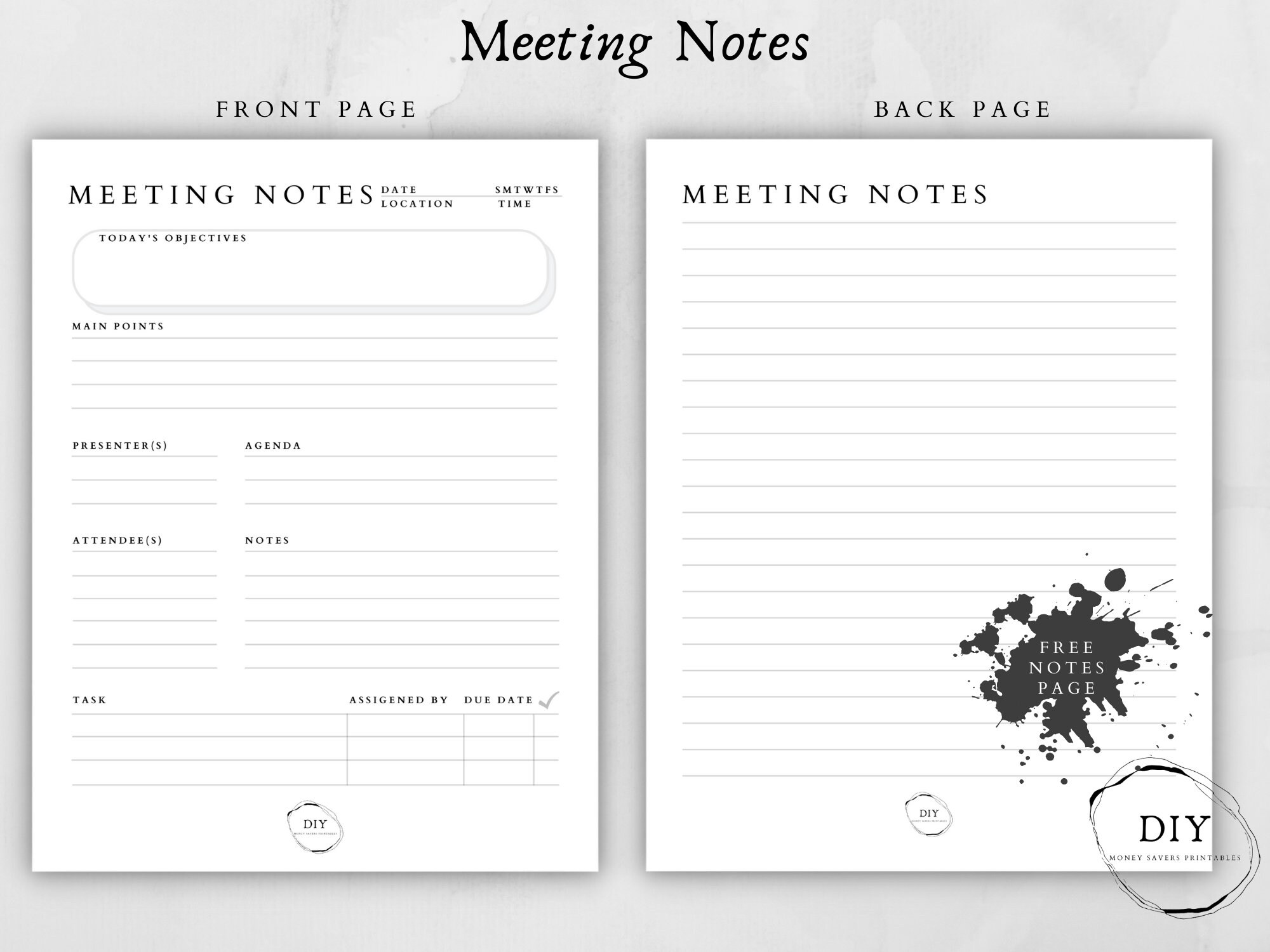 Meeting Notes-meeting Agenda-meeting Planner-meeting Template-notes ...