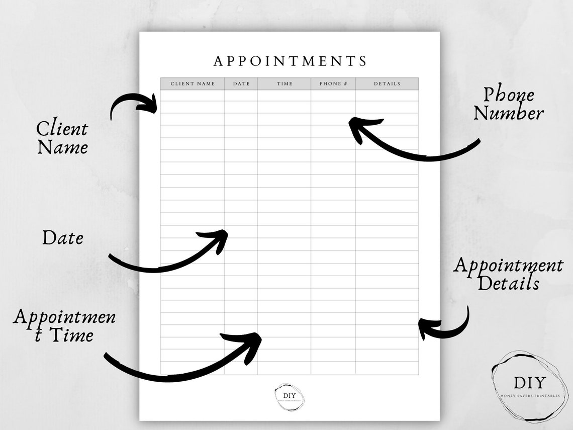 Appointment Tracker-appointments-appointment Planner-appointment Book ...