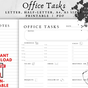 Office Tasks Tracker Printable-office Planner-office Organizer-work ...