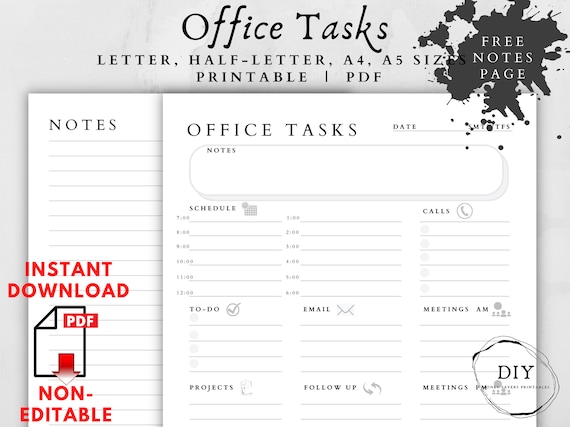 Office Tasks Tracker Printable-office Planner-office | Etsy