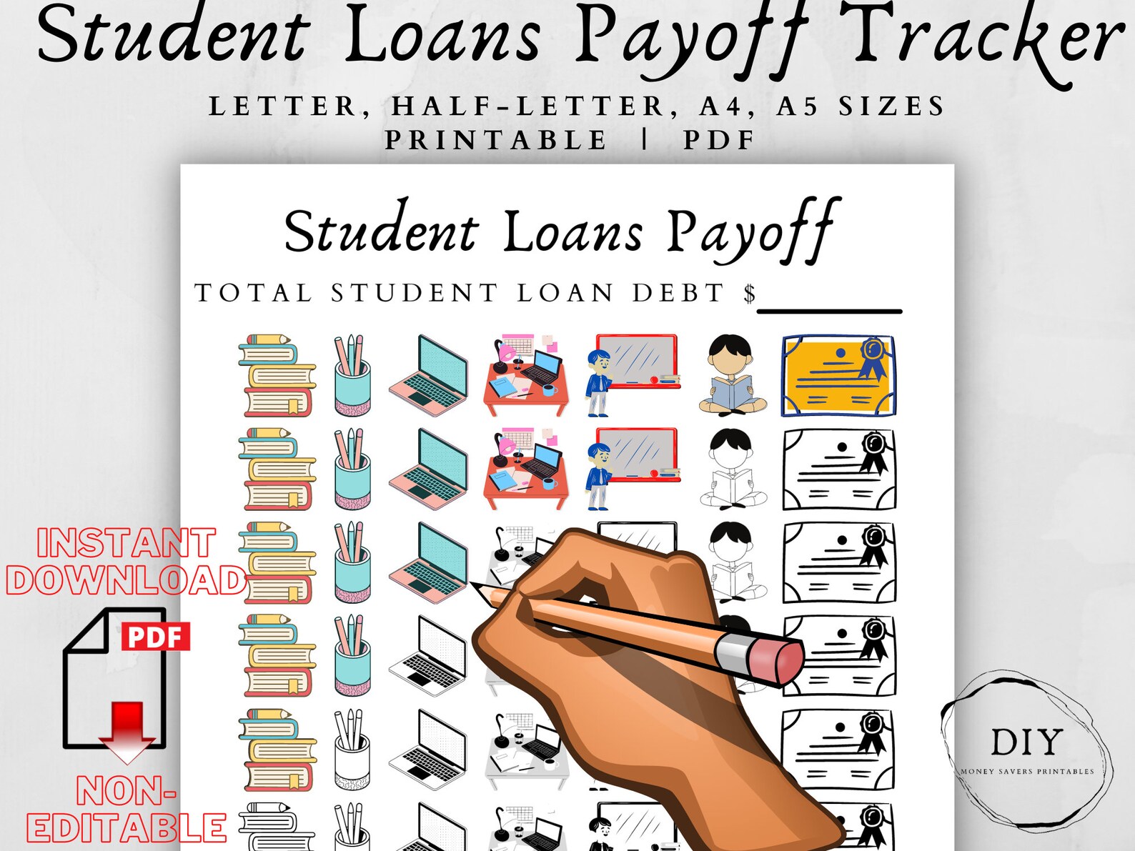 Student Loan Debt Tracker-student Loan Tracker-student Loan Payoff-debt ...