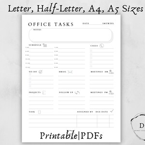 Office Tasks Tracker Printable-office Planner-office Organizer-work ...