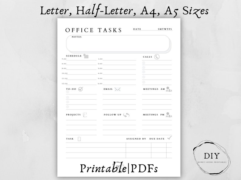 Office Tasks Tracker Printable-office Planner-office Organizer-work ...