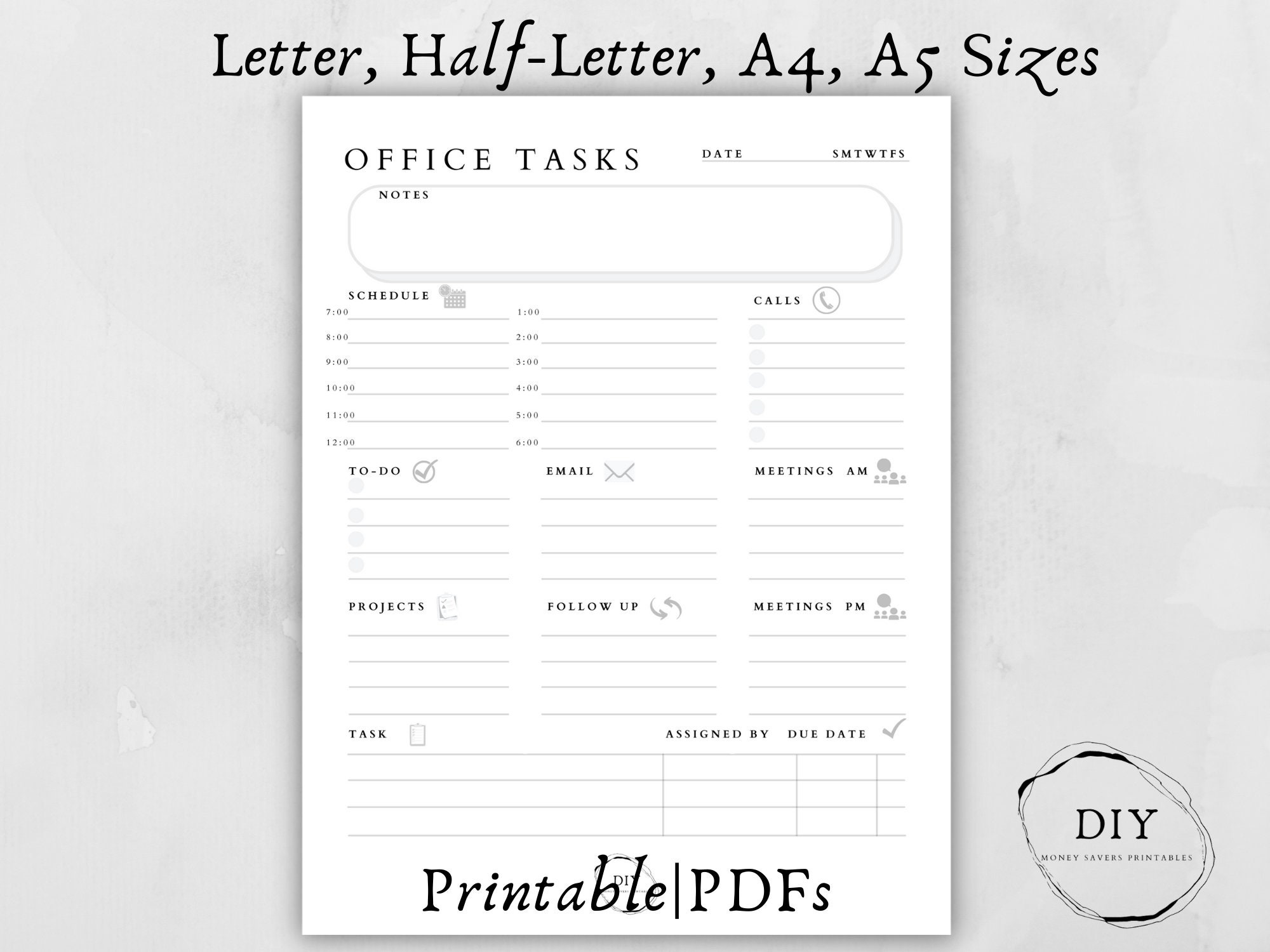 Office Tasks Tracker Printable-office Planner-office Organizer-work ...