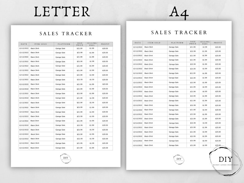 Editable Sales Tracker-printable-etsy Seller-selling Tracker-sales Log ...
