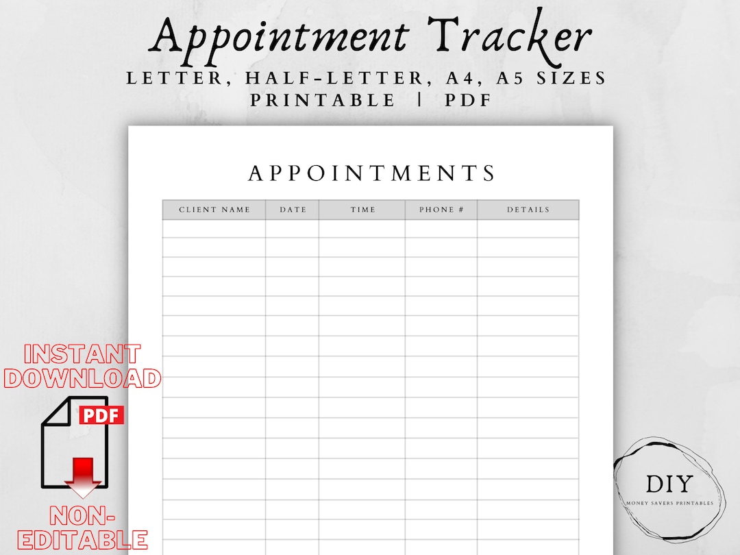 Appointment Tracker-appointments-appointment Planner-appointment Book ...