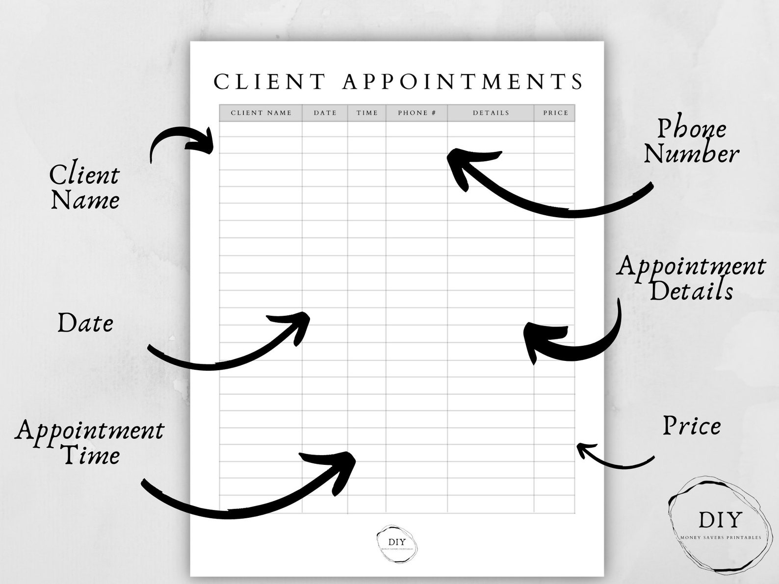 Appointment Planner-client Tracker-appointment Template-client ...