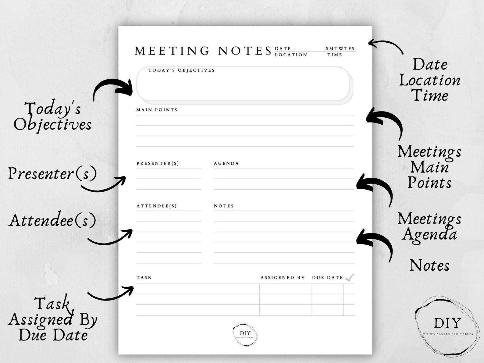 Meeting Notes-meeting Agenda-meeting Planner-meeting Template-notes ...
