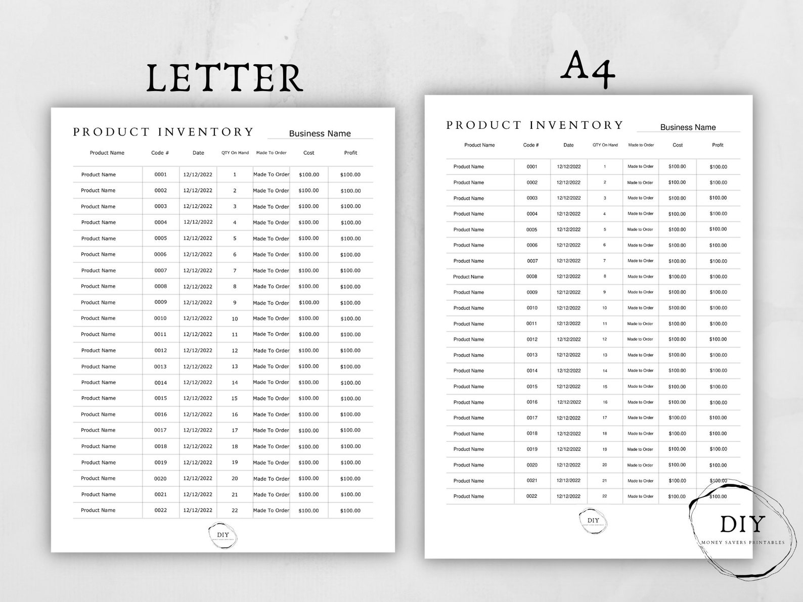 Editable [product Inventory]-inventory Tracker-inventory Management ...