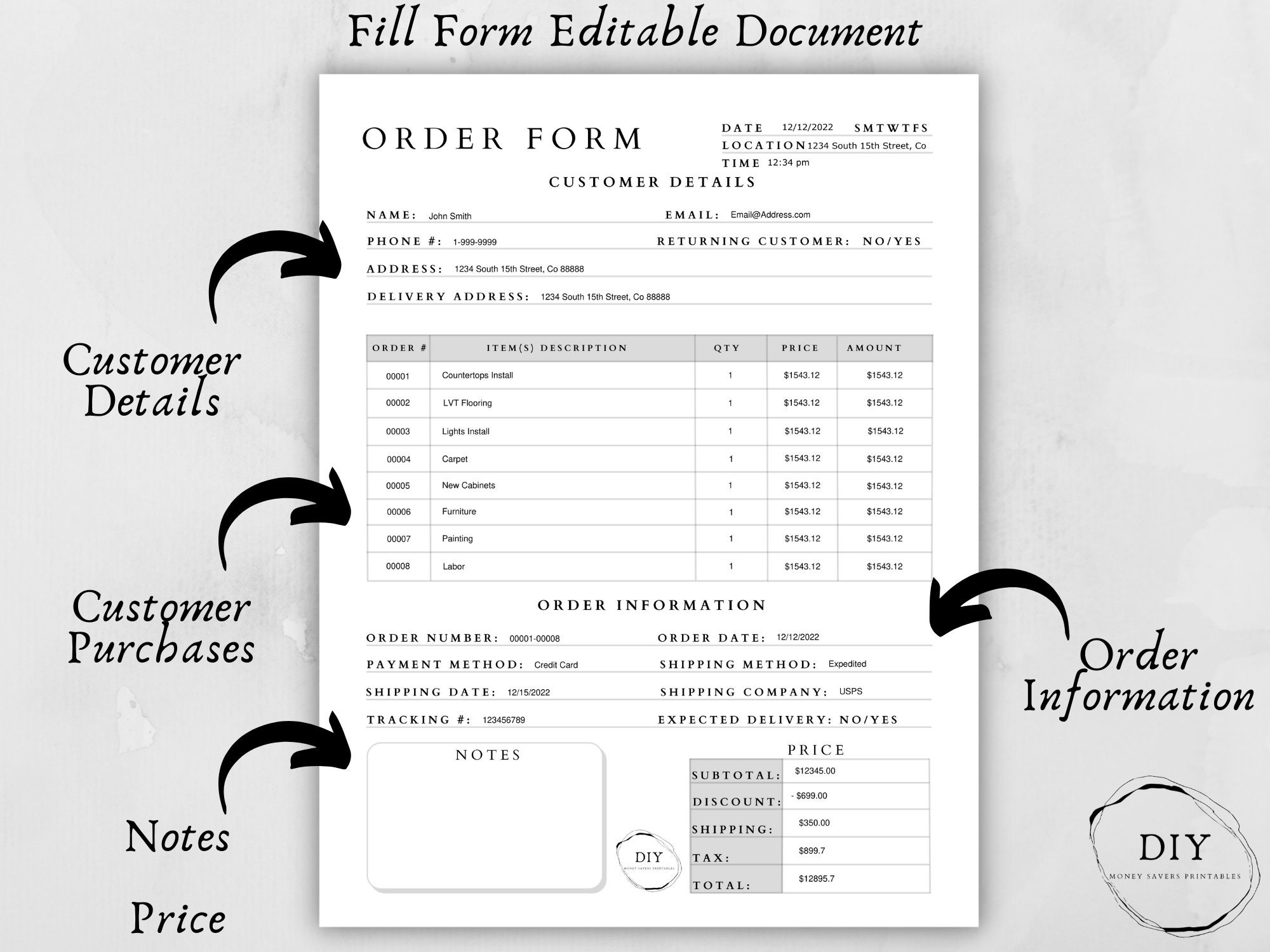 Editable Order Forms- - Etsy