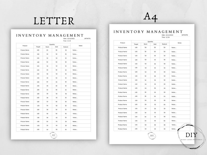 Editable Inventory-inventory Management-inventory Pdf-inventory Form ...