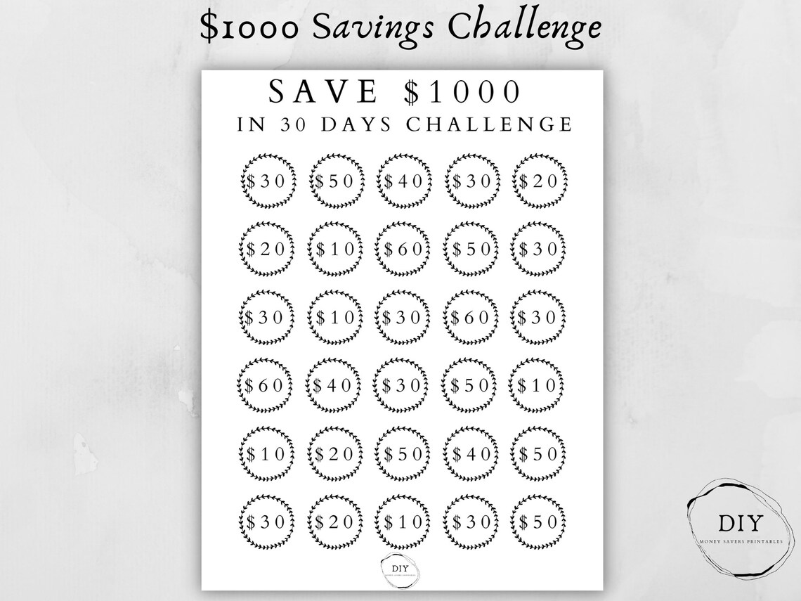 1000 [savings Challenge]-money Challenge-emergency Fund-money Savings ...