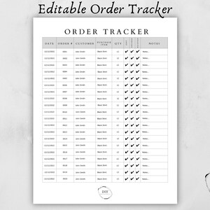 Editable Order Tracker-order-ordertracker-purchase Orders-sales Tracker ...
