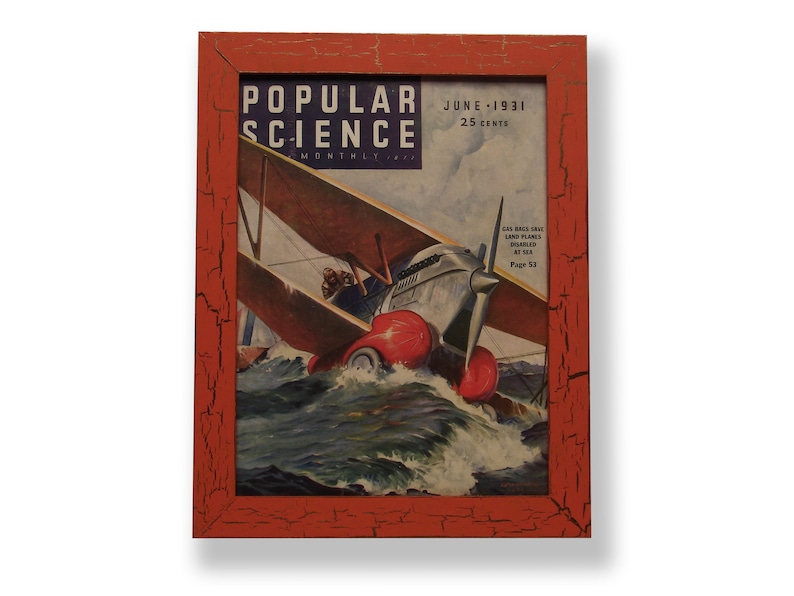 Framed Original 1931 Popular Science Magazine Cover of a Water Plane ...