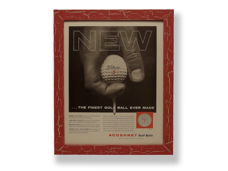 Framed Original 1960 Magazine Ad for Acushnet Golf Balls. Framed With a ...