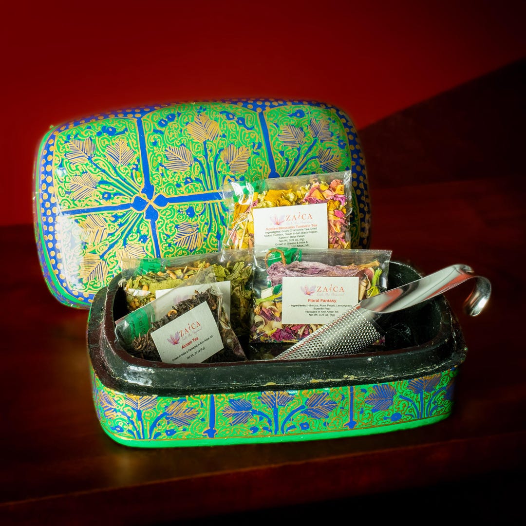 Hand Painted Kashmiri Gift Box From India With Tea Samples - Etsy