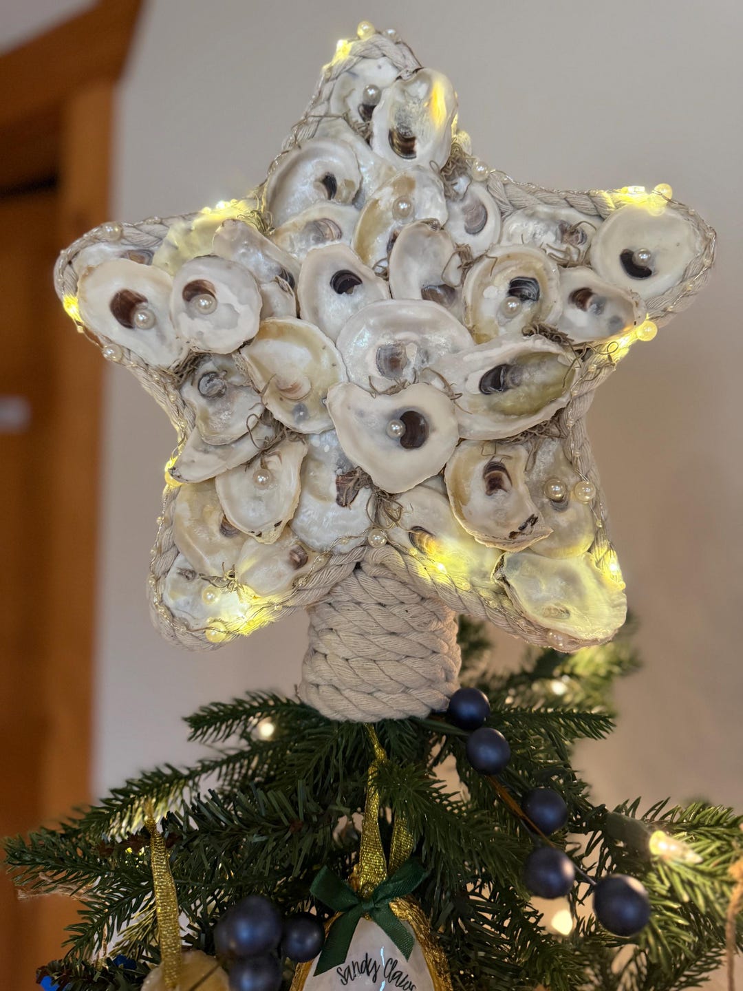 Oyster Shell Lighted Star Tree Topper - Etsy