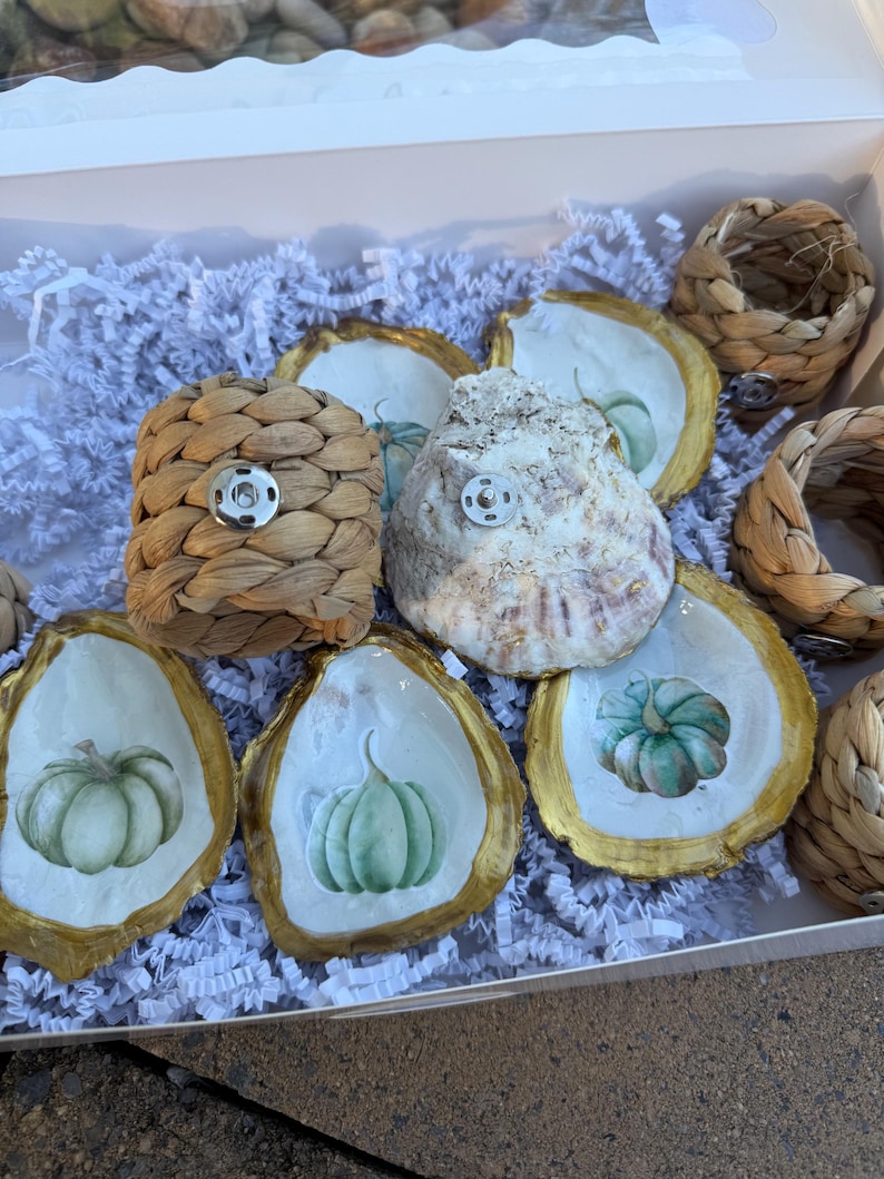 Set of 6 Oyster Shell Pumpkin Interchangeable Napkin Rings - Etsy