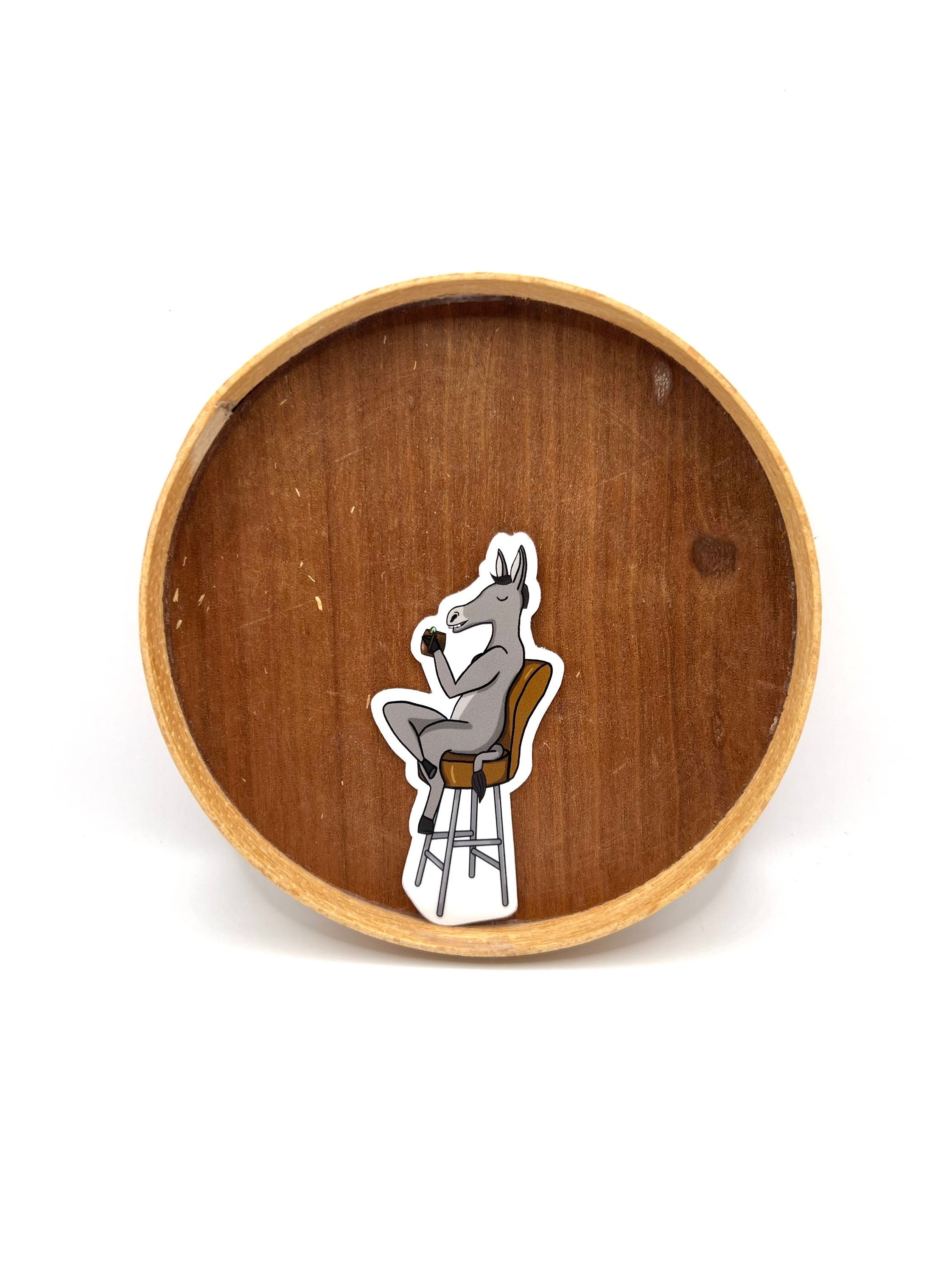 Mule With a Mule Waterproof Sticker Summer Drinks Donkey on a Barstool ...