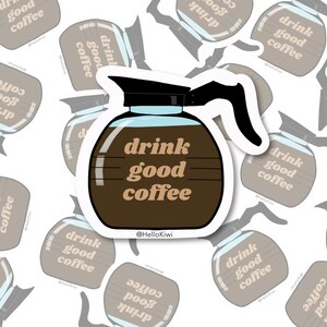 Retro Coffee Waterproof Sticker, Funny Coffee Vinyl Sticker, Durable ...