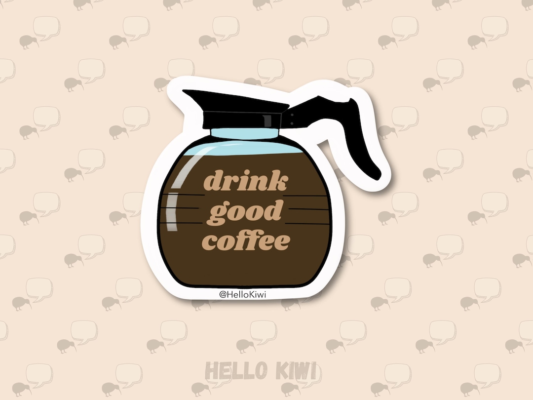 Retro Coffee Waterproof Sticker, Funny Coffee Vinyl Sticker, Durable ...