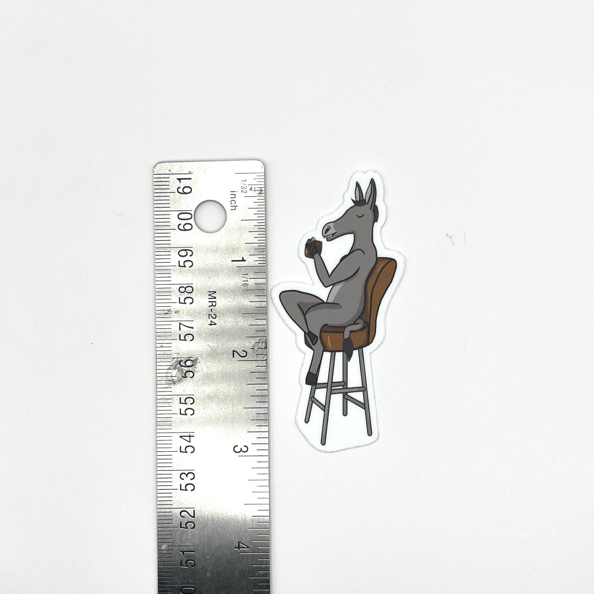 Mule With a Mule Waterproof Sticker Summer Drinks Donkey on a Barstool ...