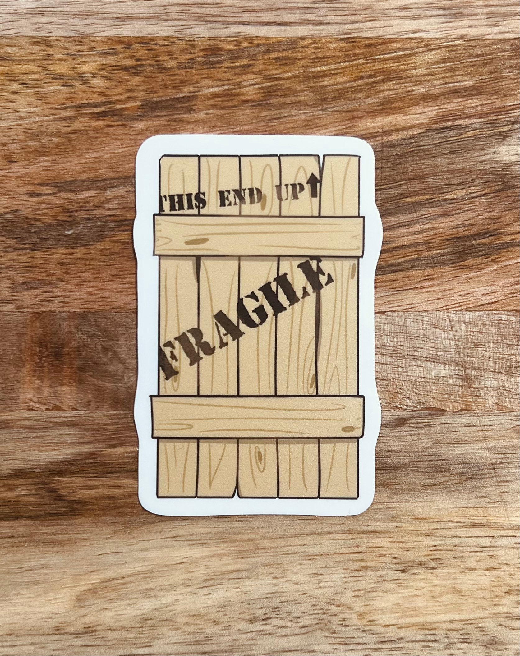 Fragile Crate Waterproof Sticker Funny Holiday Water Bottle Sticker ...