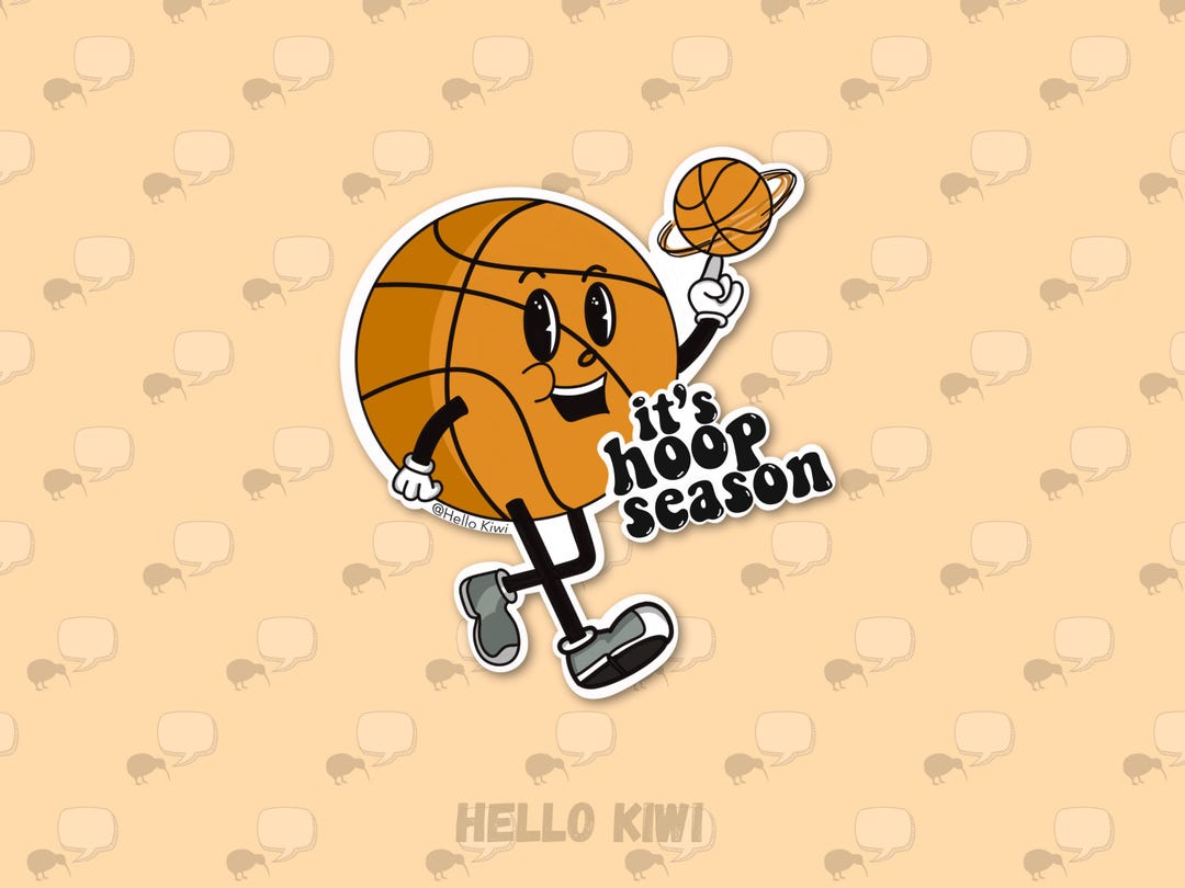 Basketball Waterproof Sticker, It's Hoop Season Retro Character Style ...