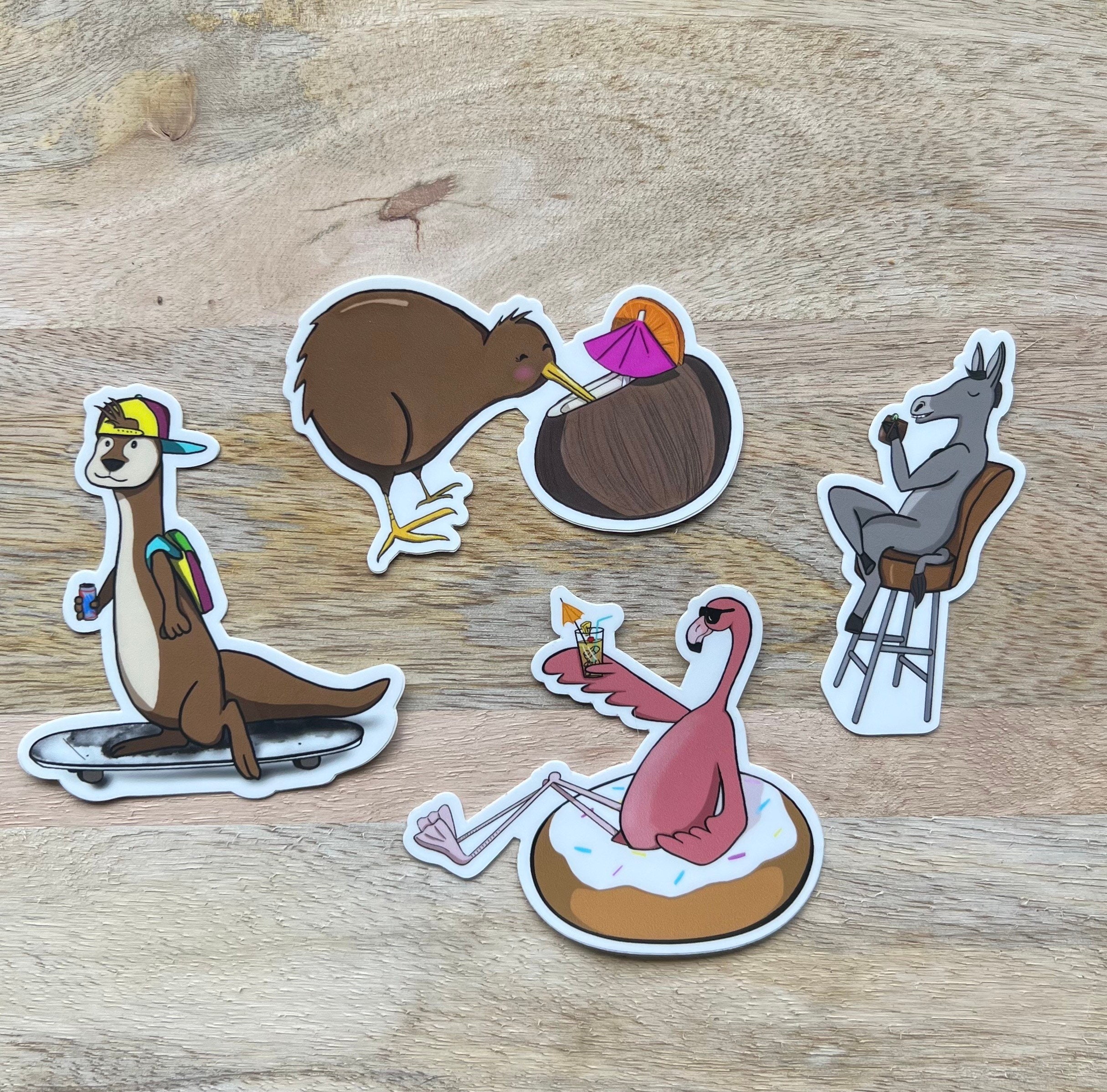 Mule With a Mule Waterproof Sticker Summer Drinks Donkey on a Barstool ...