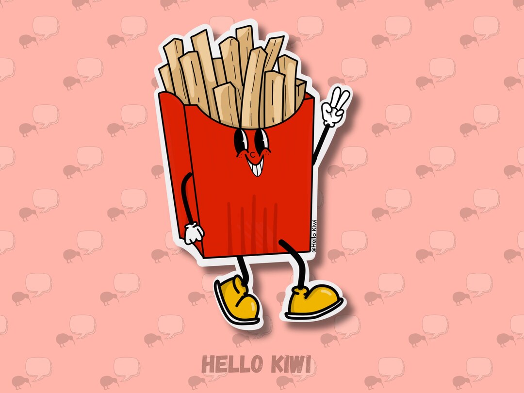 Retro Fun Fries Cartoon Sticker, Cute Small Fry, Foodie Sticker, BFF ...