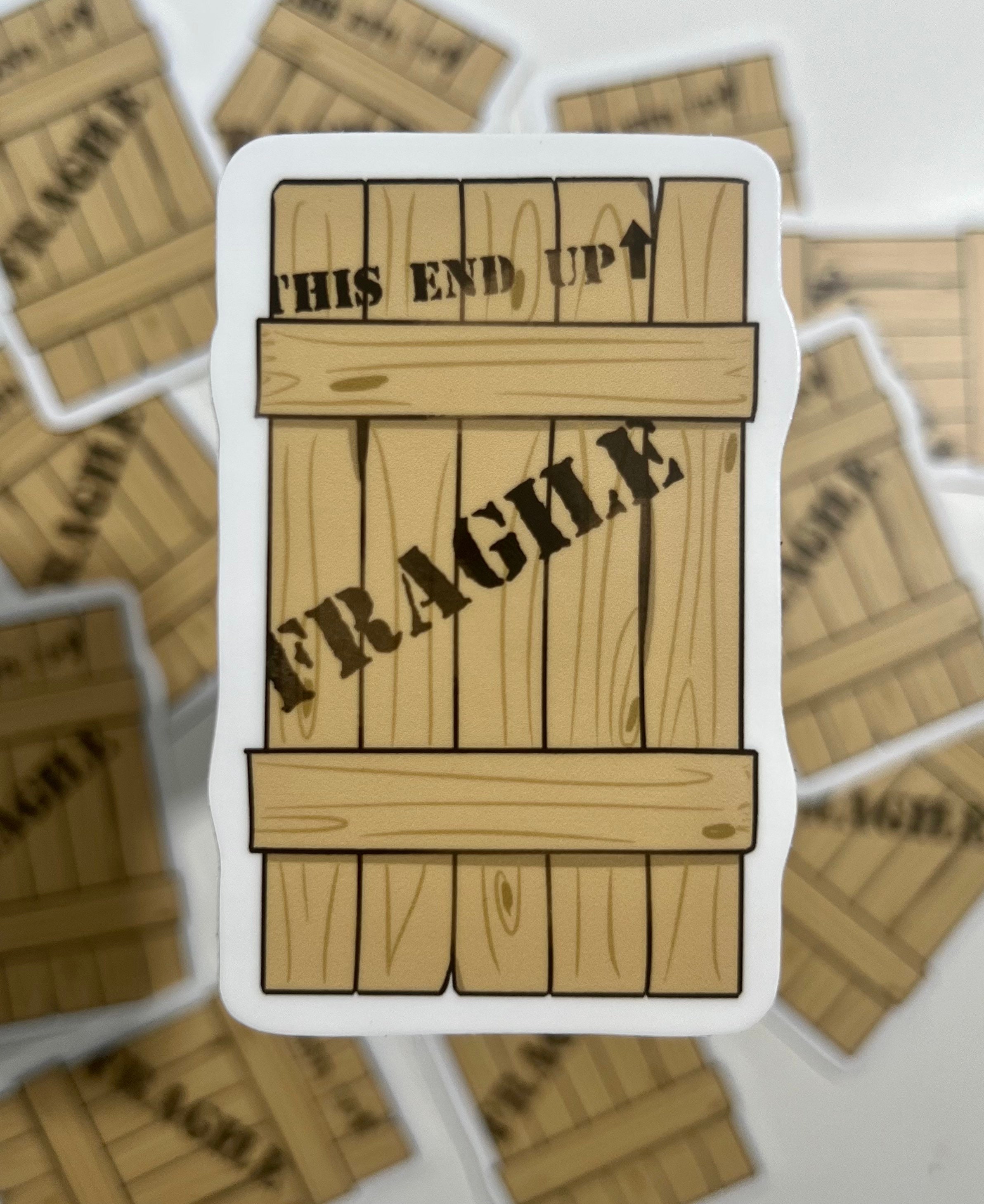 Fragile Crate Waterproof Sticker Funny Holiday Water Bottle Sticker ...