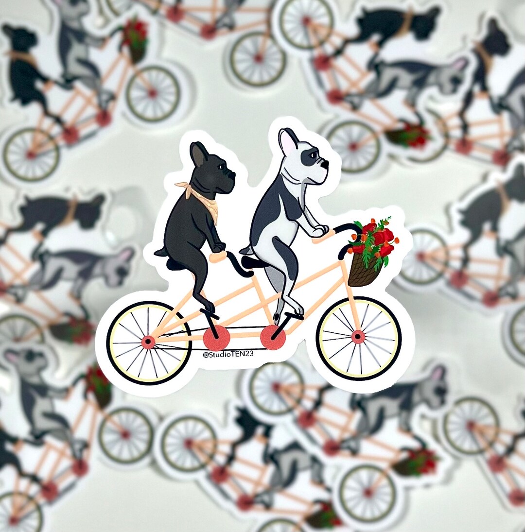 French Bulldogs on a Bike Waterproof Sticker Summer Style - Etsy