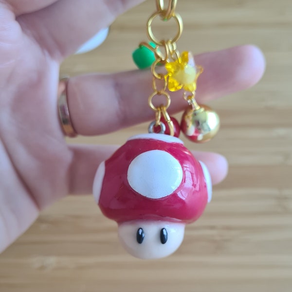Super Mushroom Mario Keychain - Etsy