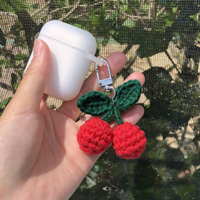 Cherry Crochet Key Chain - Etsy