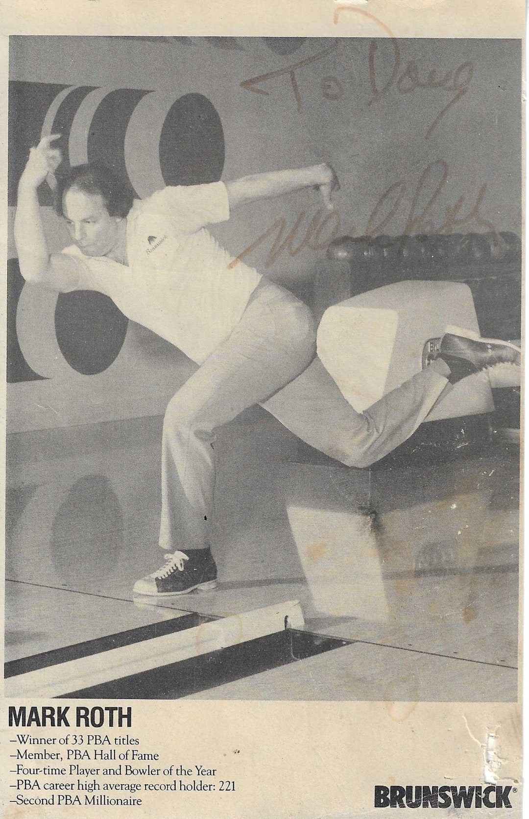 Mark Roth Professional Bowler Signed 4.25x6.75 Brunswick - Etsy