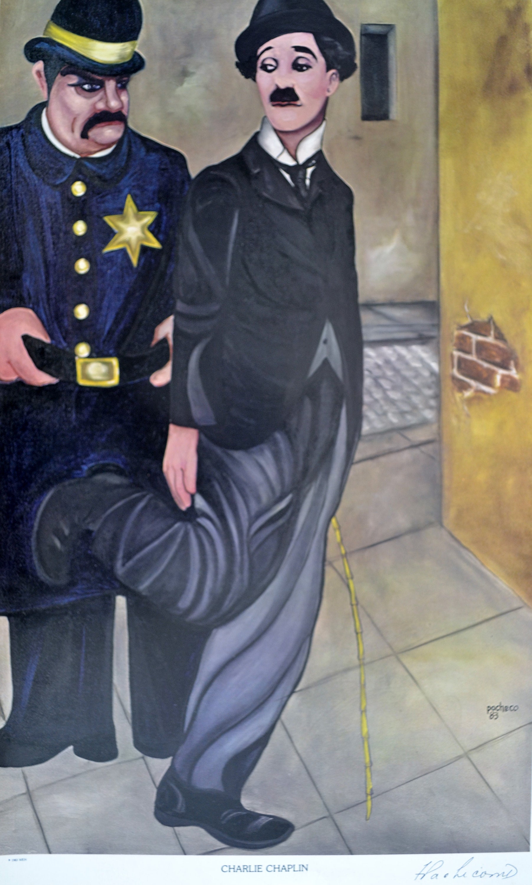 Charlie Chaplin, Ferdie Pacheco Signed 25x15 Print, 1983 - Etsy