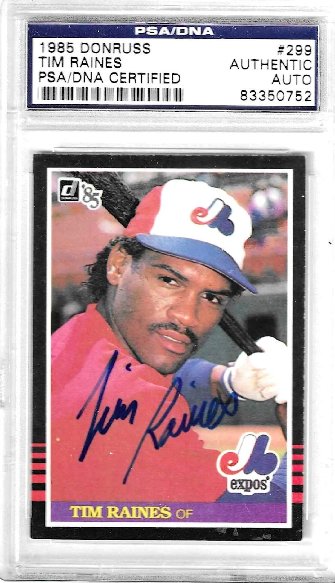 Tim Raines, Hall of Fame, Signed 1985 Donruss Card #299, PSA/DNA ...