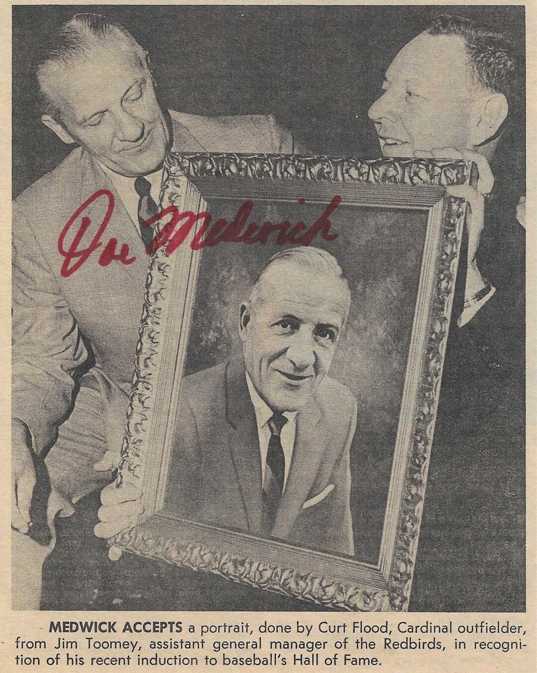 Joe Medwick, Hall of Fame, Signed 5.25x6.5 Original Sporting News Clip ...