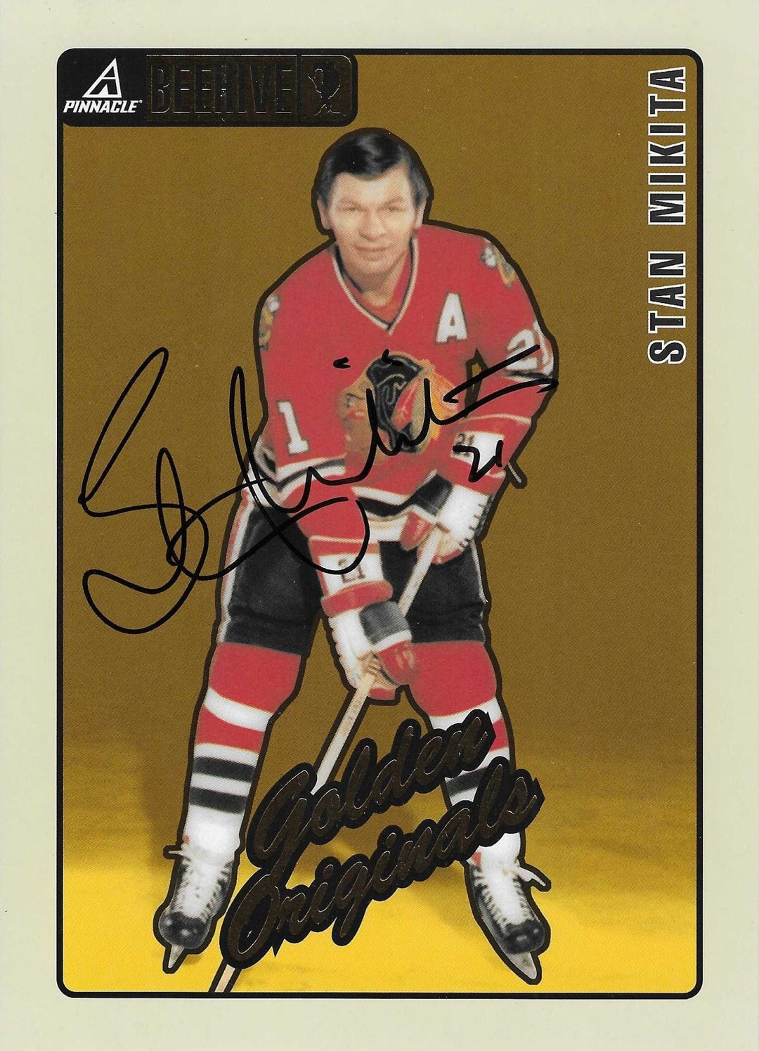 Stan Mikita, Hall of Fame, Signed 5x7 Double Sided Pinnacle Trading ...