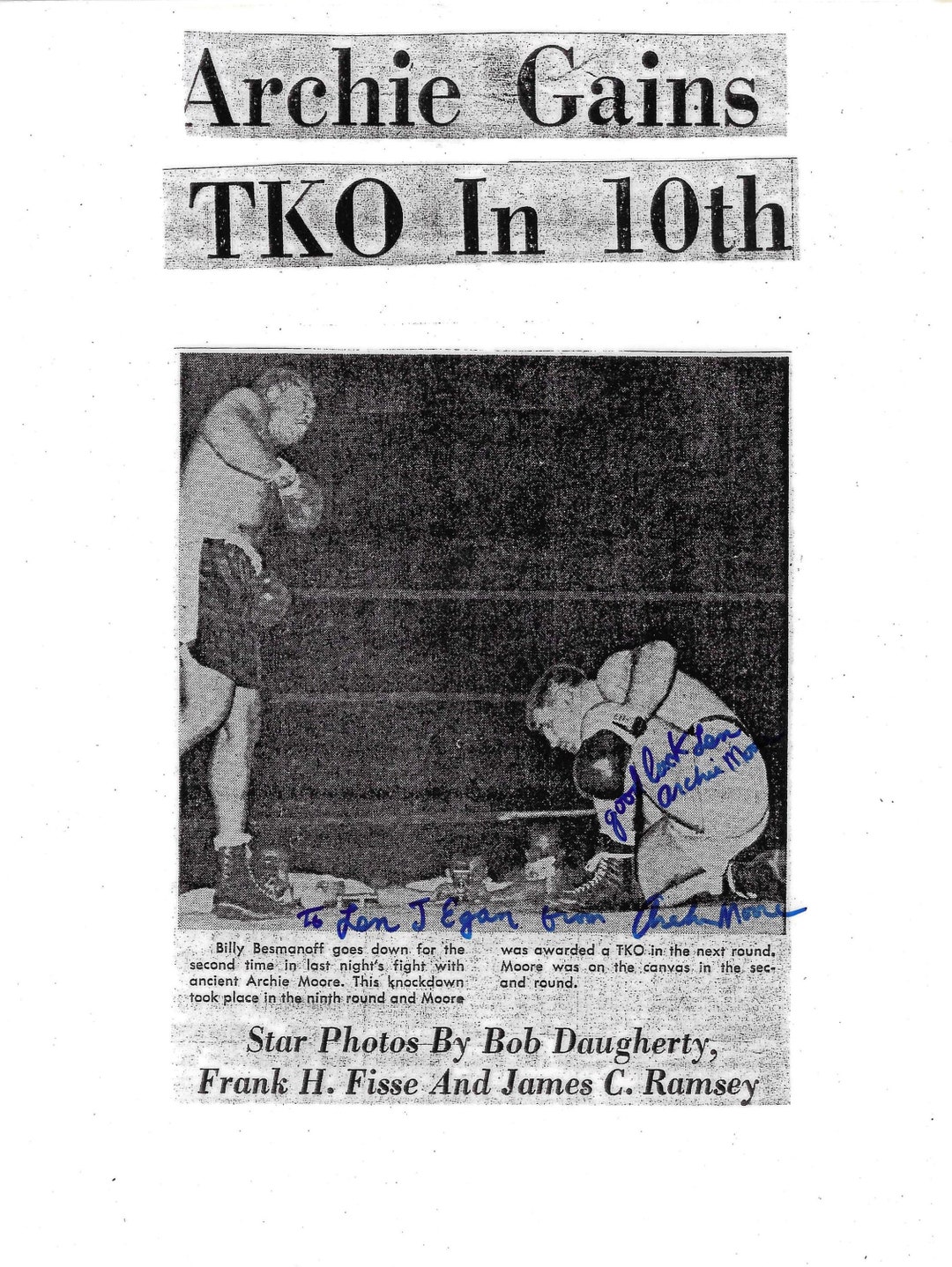 Archie Moore, Signed 8.5x11 Laminated Newspaper Article Copy - Etsy